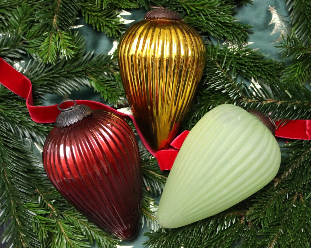 1x Very Large GLASS CONE KUGEL in Ripped Design German Heavy Glass ...