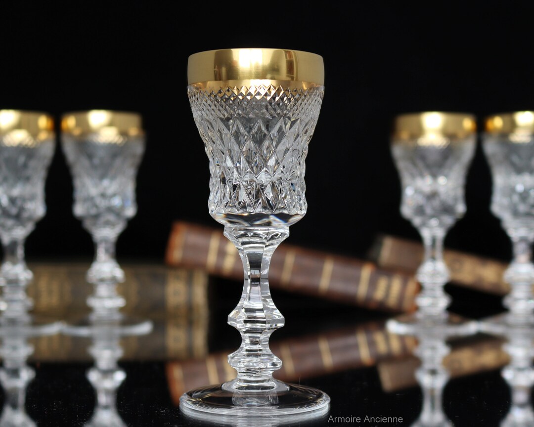 Crystal CORDIAL Glasses With Gold Rim | Set of 6 - Etsy