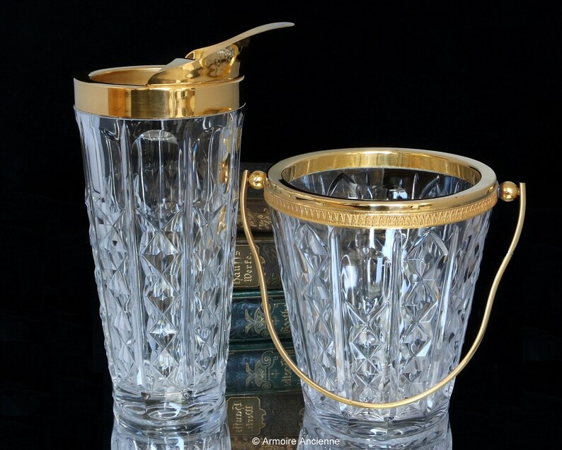 VAL ST LAMBERT Crystal Cocktail Pitcher and Ice Bucket Set | Etsy