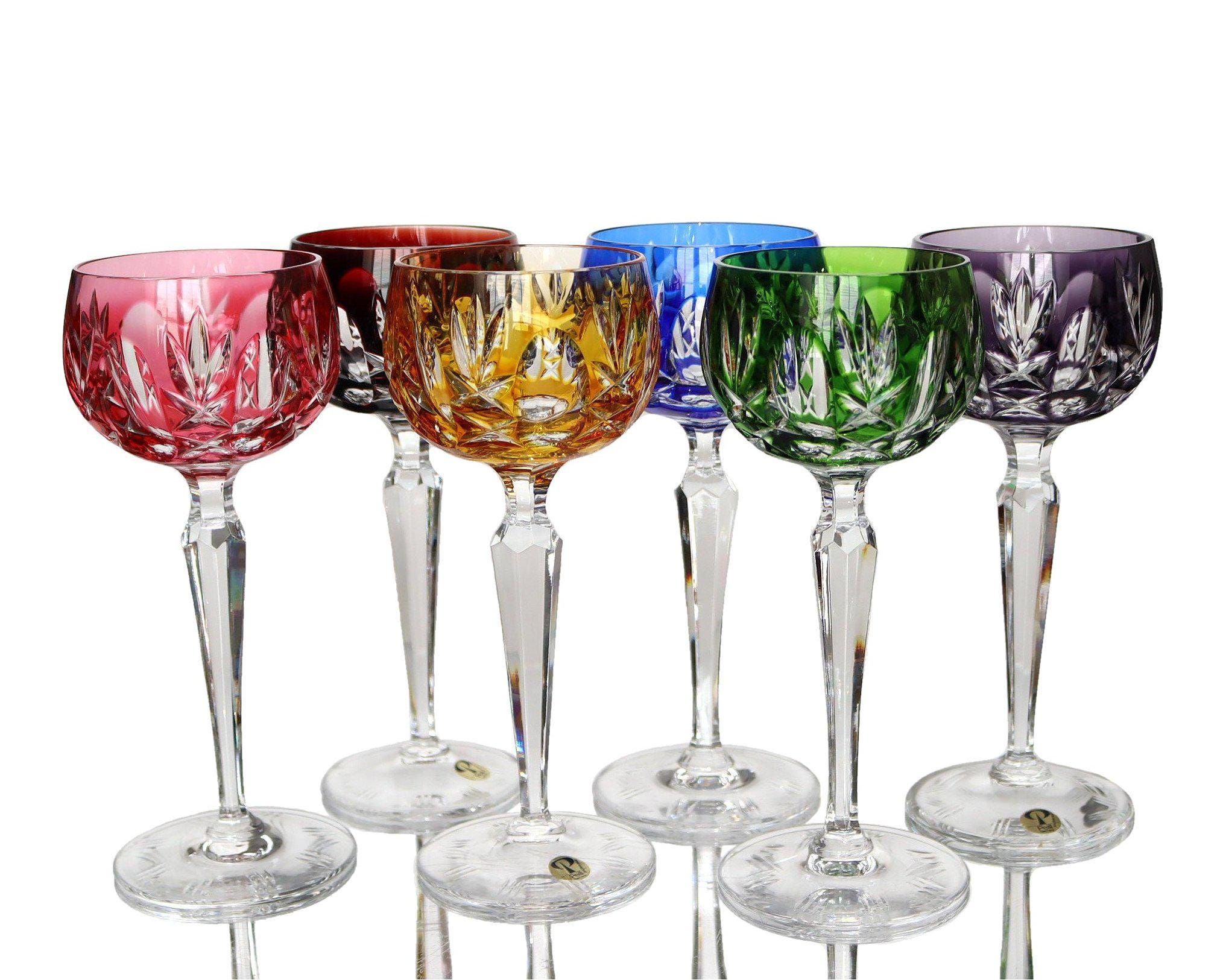 Coloured Crystal Wine Glasses - PEIL | Set of 6 - Etsy