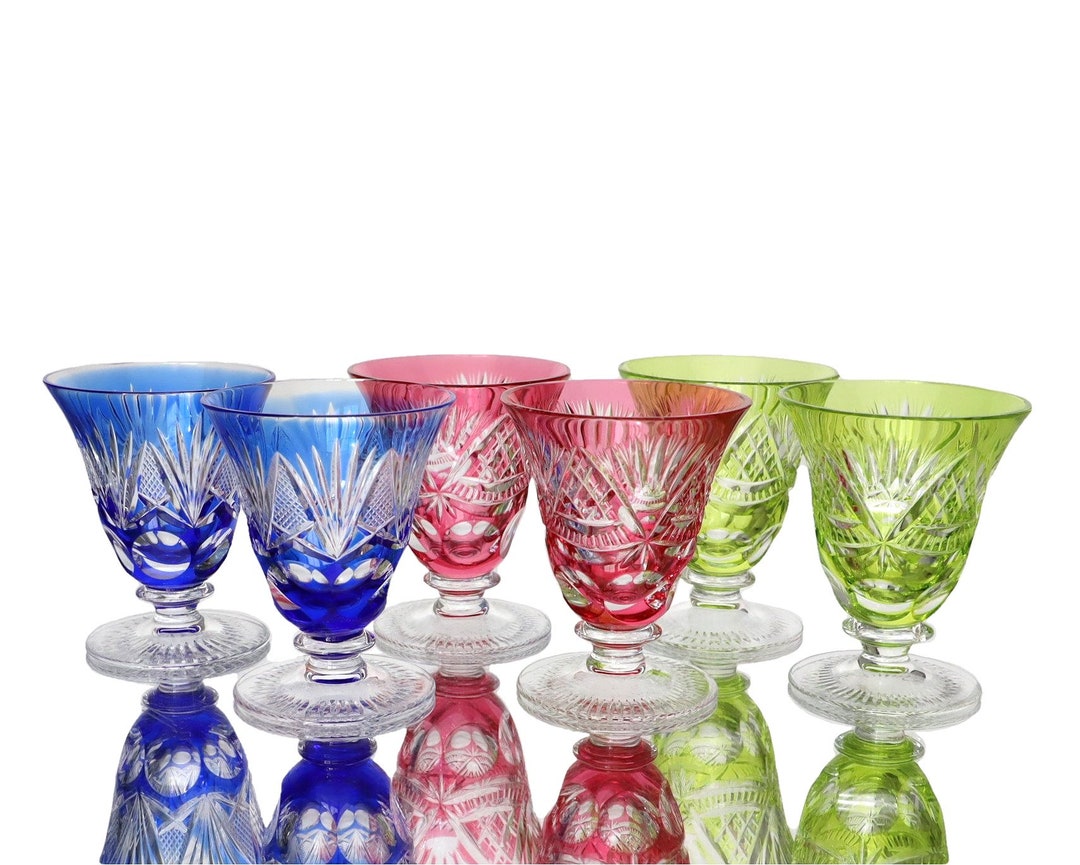 Colored Crystal CORDIAL Glasses - NACHTMANN | Set of 6 - Etsy