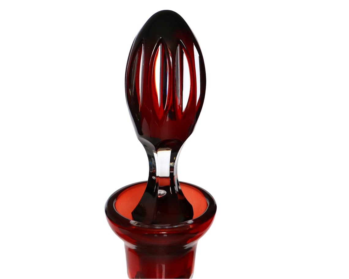 SPODE CRYSTAL DECANTER With Ruby Overlay - Etsy