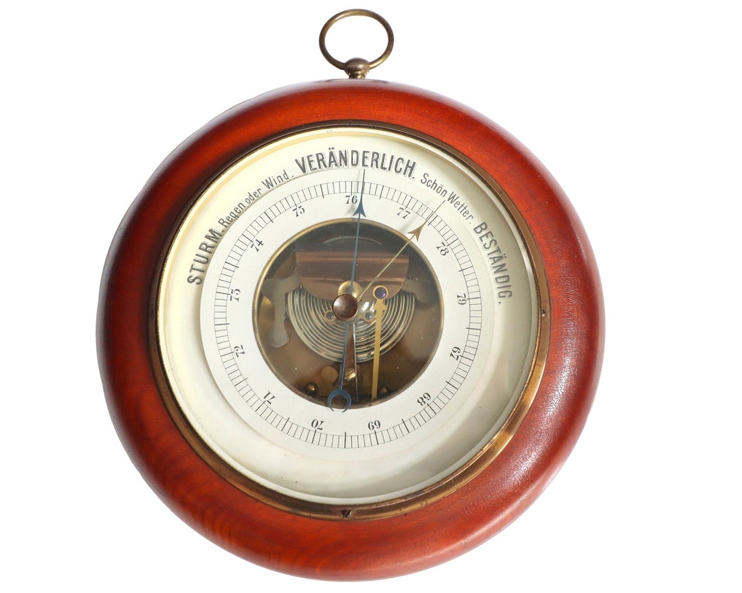 Maritime Outdoor BAROMETER, Wood & Brass - Atmospheric Pressure ...