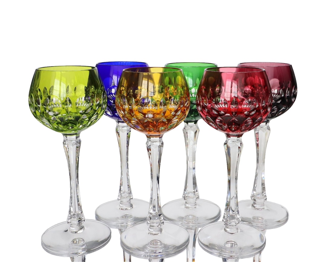 Crystal WINE Glasses - Colored Cut Crystal - NACHTMANN | Set of 6 - Etsy