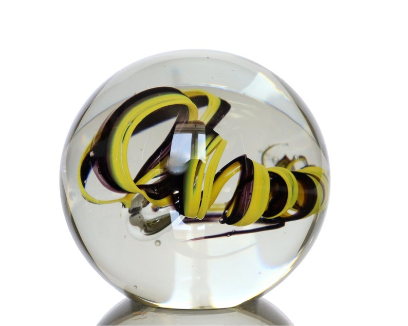 Glass Ball PAPERWEIGHT in Yellow & Black - Etsy