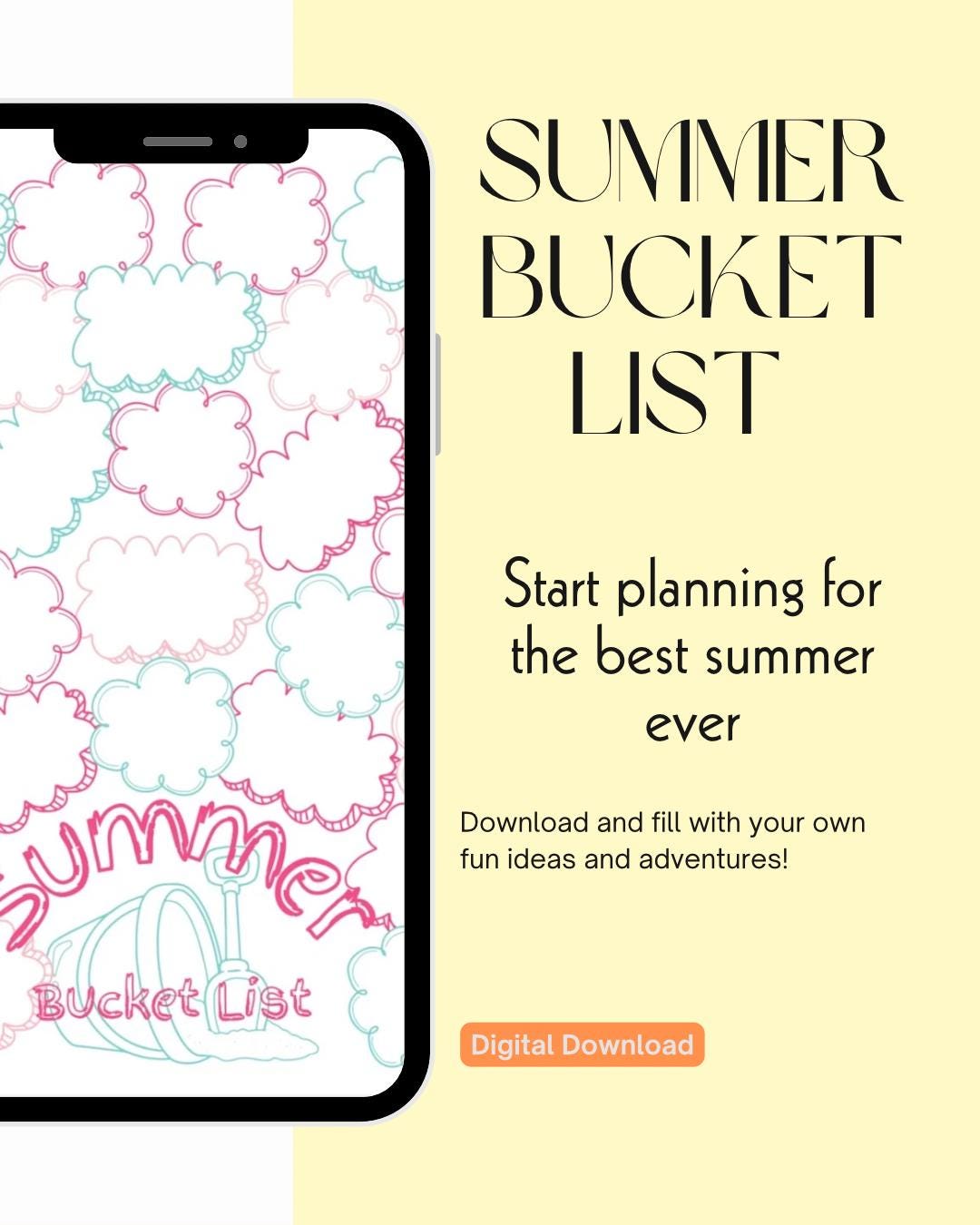 Printable Summer Bucket List | Blank Summer Planner | Family Activity ...