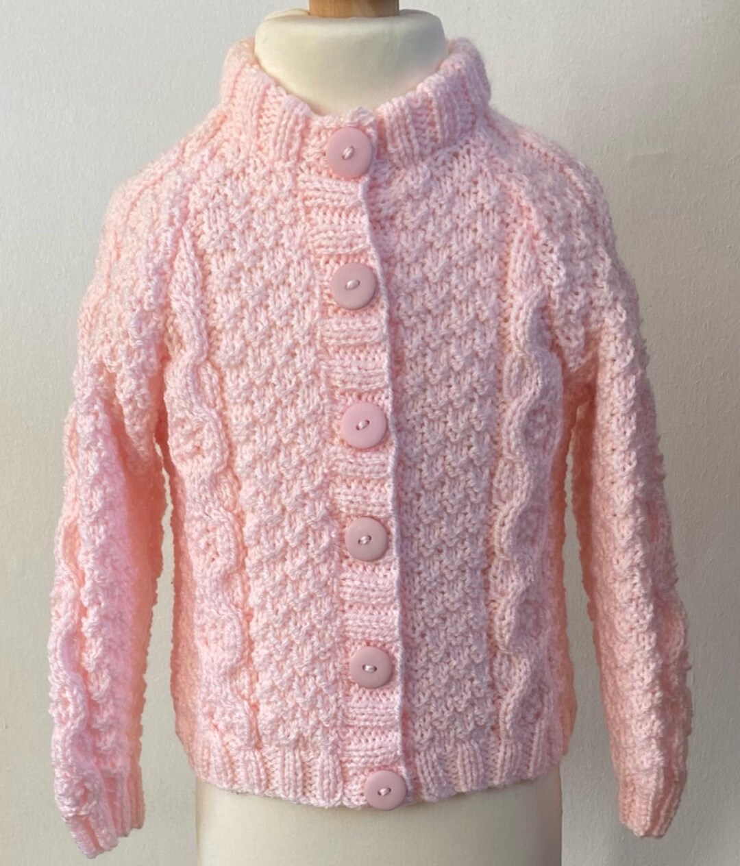 Girls Pink Cardigan, Age 2 - 3 Years, Cable Pattern - Etsy