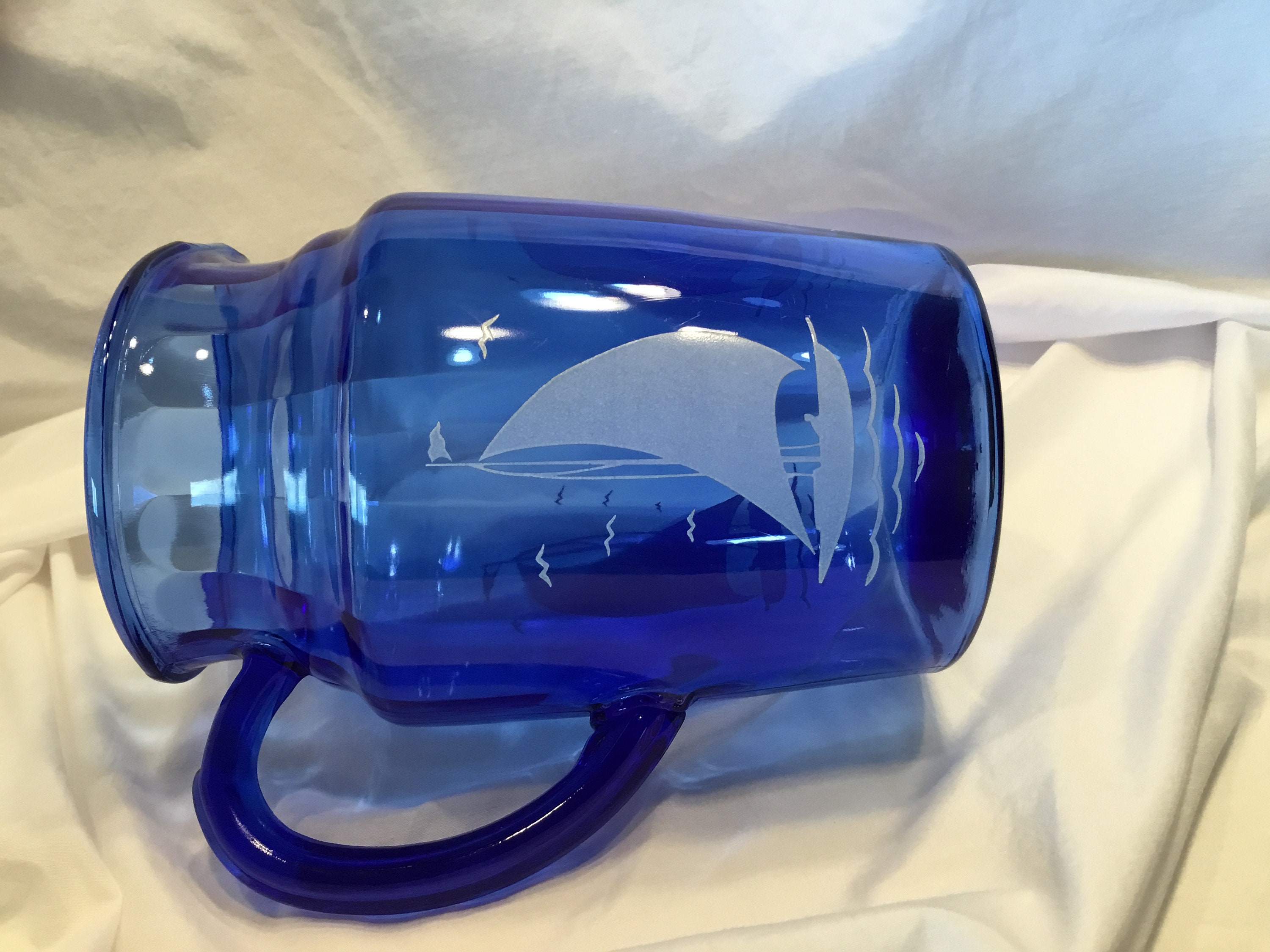 Hazel Atlas sportsman Series Large Pitcher and Glass Set of Six ritz ...
