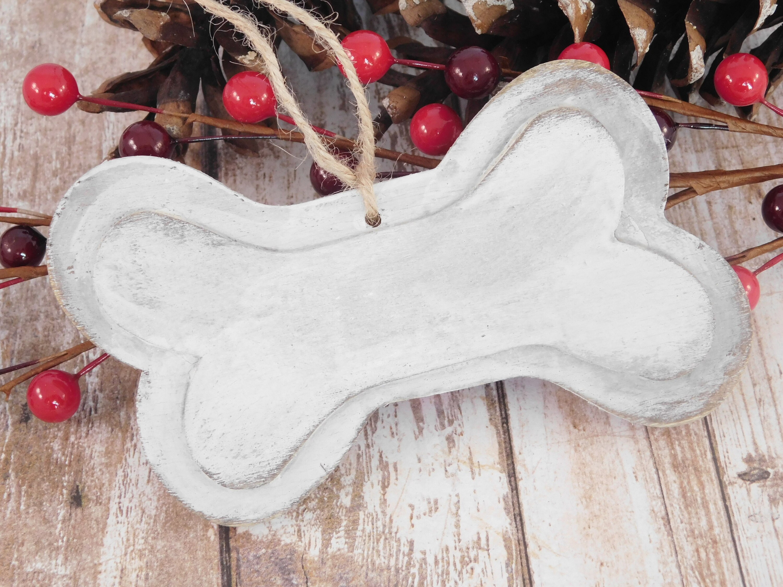 Dog Bone Ornament Wood Ornament Rustic Home Decor Cottage | Etsy