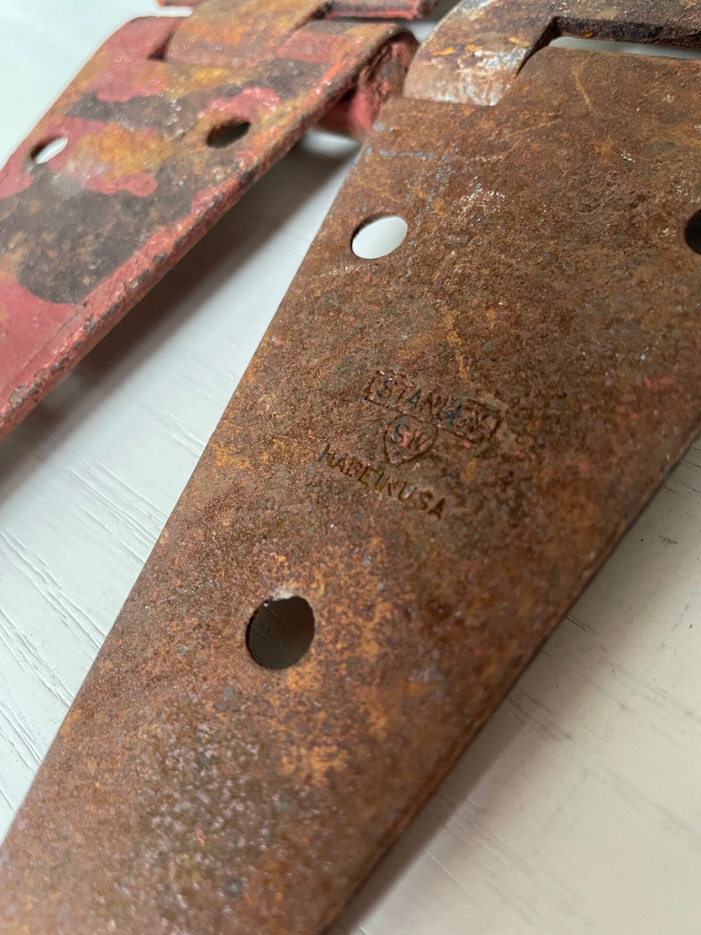 Vintage Barn Door Strap Hinges . Set of Two . Rusty/painty Rustic Patina . Twelve Inch / Eight ...