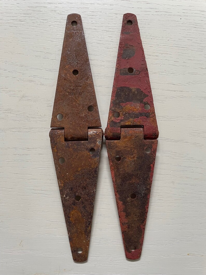 Vintage Barn Door Strap Hinges . Set of Two . Rusty/painty Rustic ...