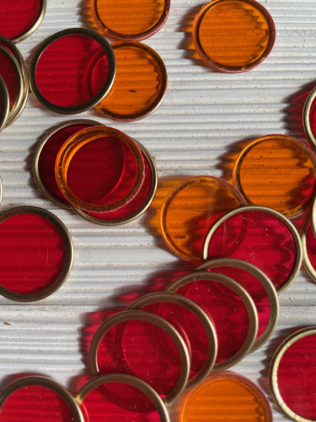 Round Flat Discs . Metal Rimmed Transparent Circular Discs . Vintage ...