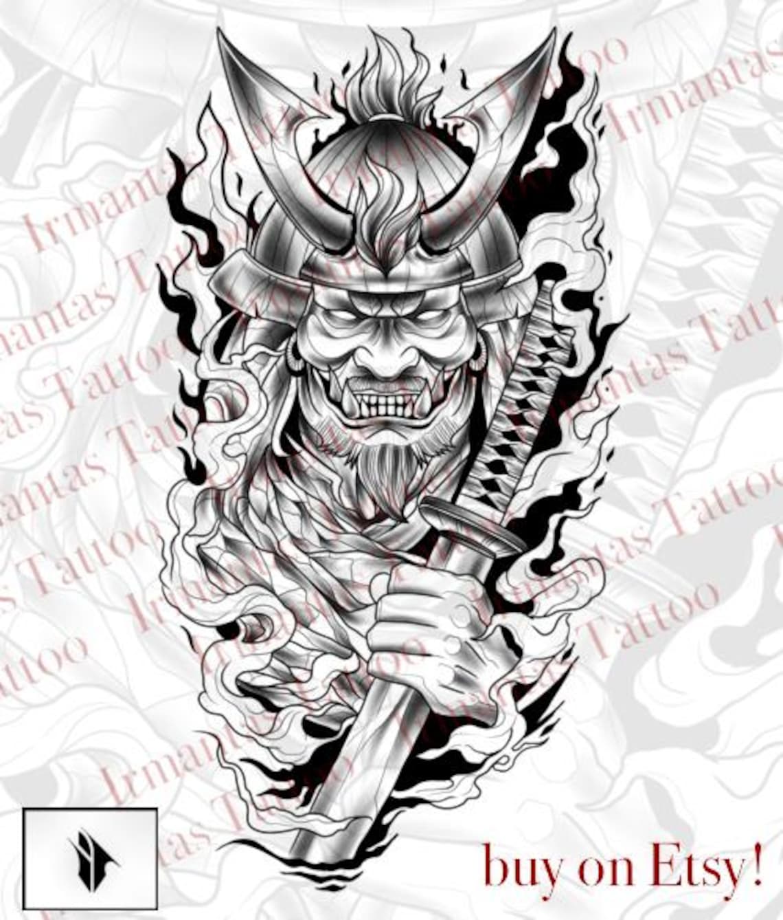 Samurai Warrior Forearm Tattoo Design – One-of-a-kind Digital Download ...