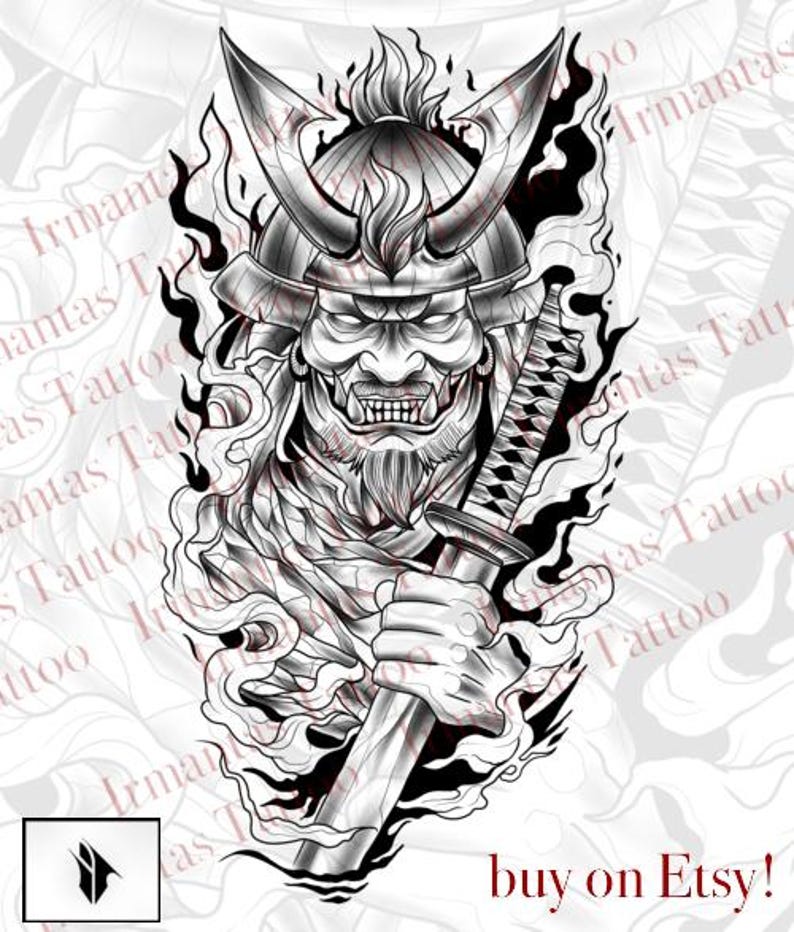 Samurai Warrior Forearm Tattoo Design – One-of-a-kind Digital Download ...