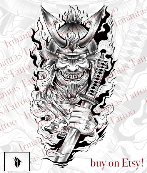Samurai Warrior Forearm Tattoo Design – One-of-a-kind Digital Download ...