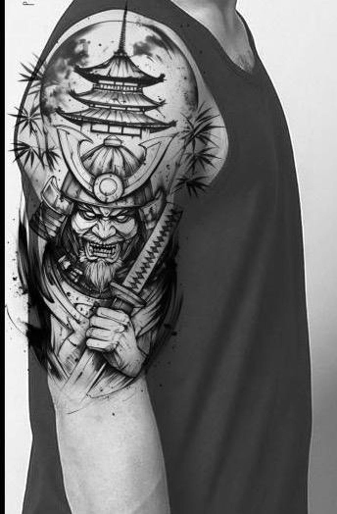 One-of-a-kind Japanese Samurai Digital Tattoo Design PSD File With ...