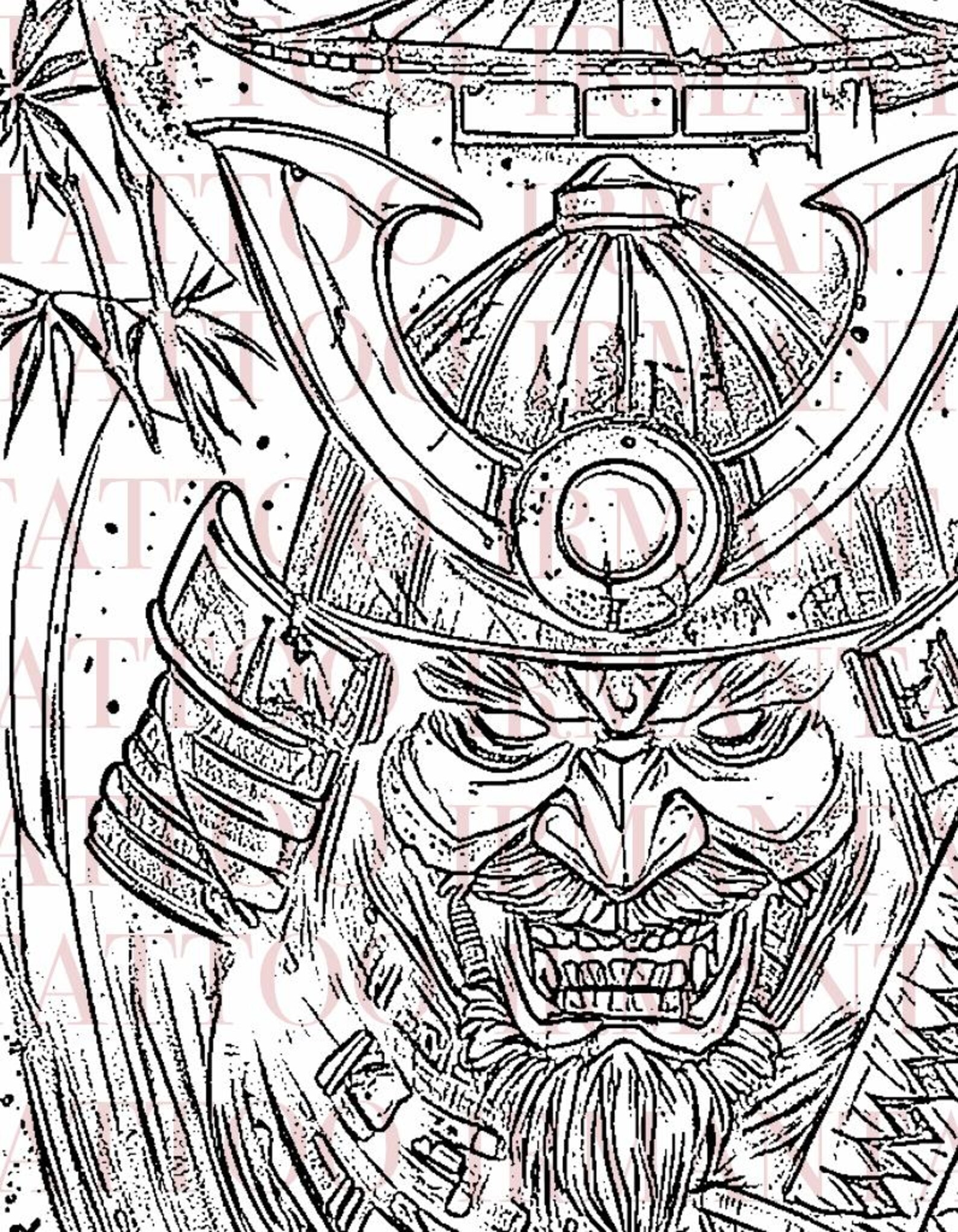 One-of-a-kind Japanese Samurai Digital Tattoo Design PSD File With ...