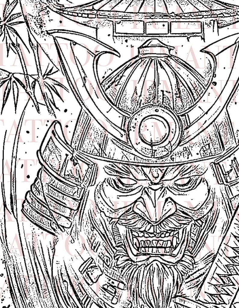 One-of-a-kind Japanese Samurai Digital Tattoo Design PSD File With ...