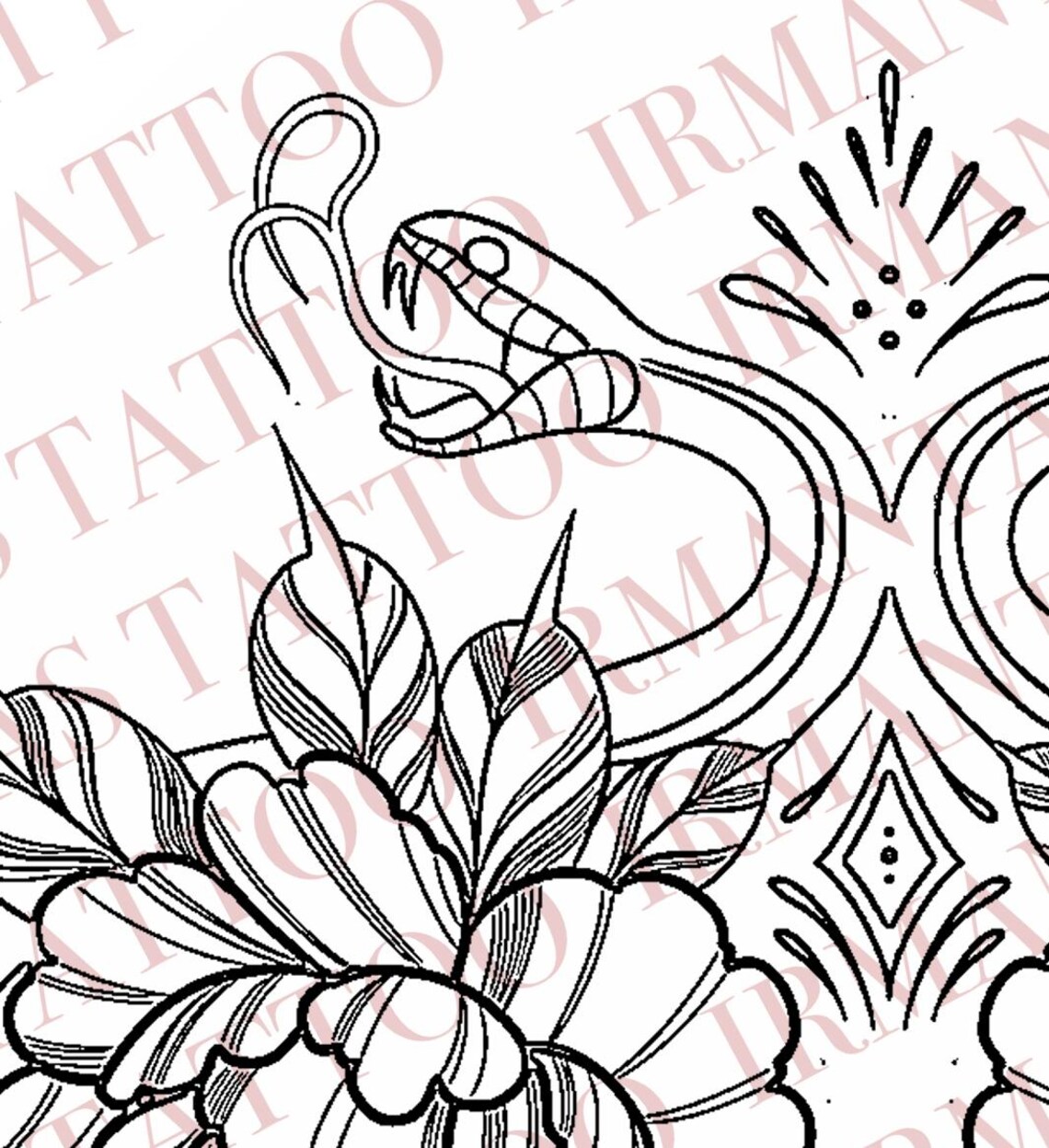 Floral Snake Lower Back Tattoo Design – One-of-a-kind Digital Download ...