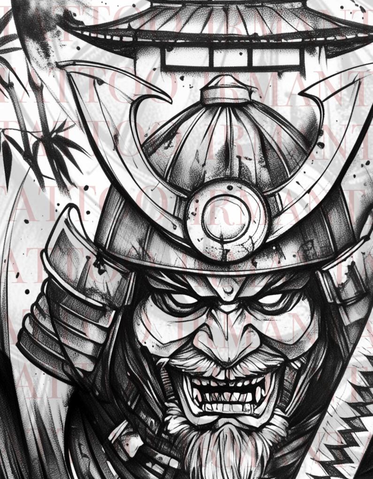 One-of-a-kind Japanese Samurai Digital Tattoo Design PSD File With ...
