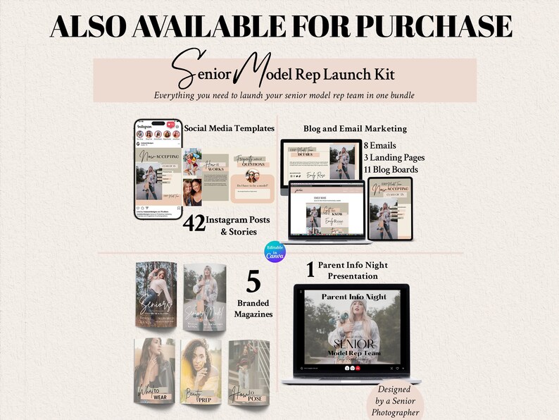 Senior Model Rep Newsletter Canva Templates | 8 Email Series for ...