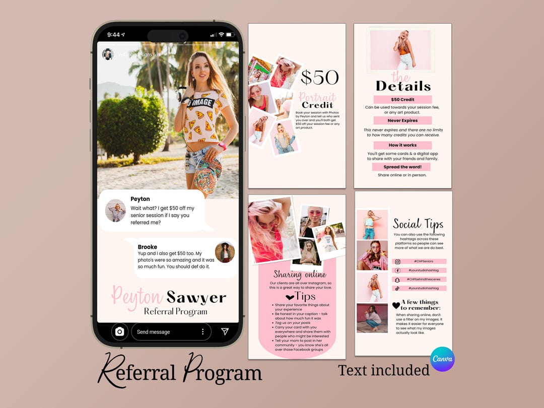 Canva Digital Photographer Referral Program, Portrait Referral Discount ...