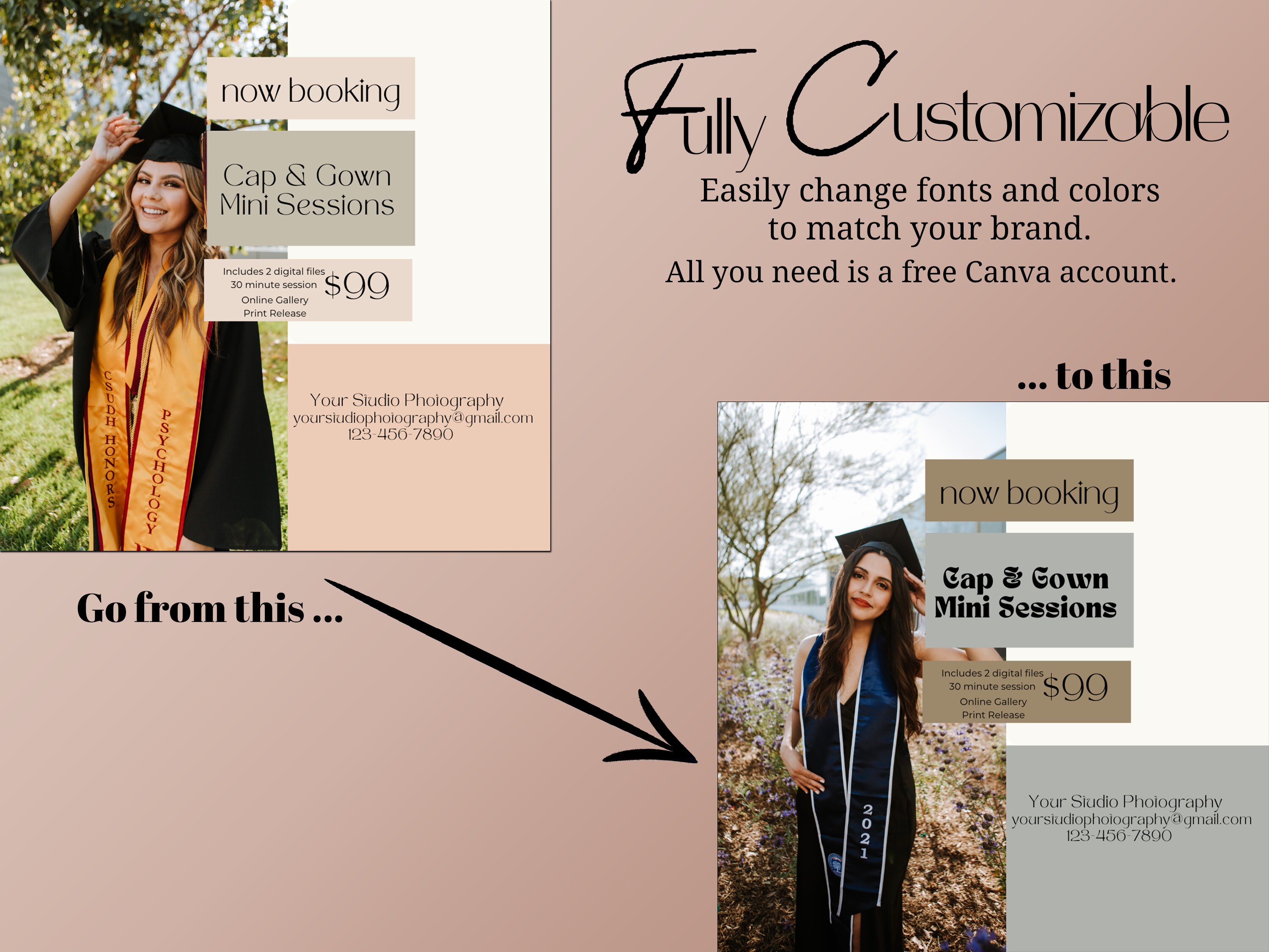 Cap & Gown Grad Mini Session Template, Senior Grad Mini Session ...