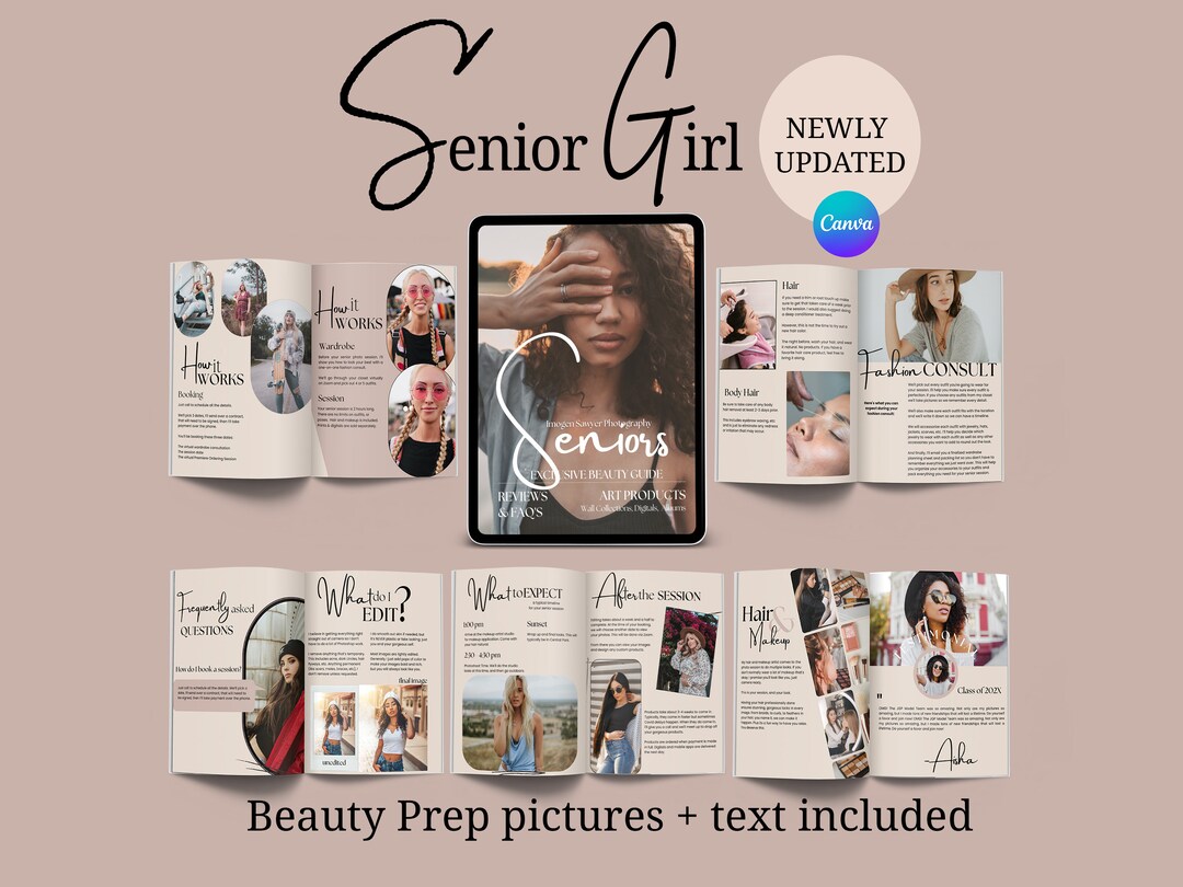 Canva Senior Photographer Magazine, Photographer Marketing, Photography Template Canva, Senior ...
