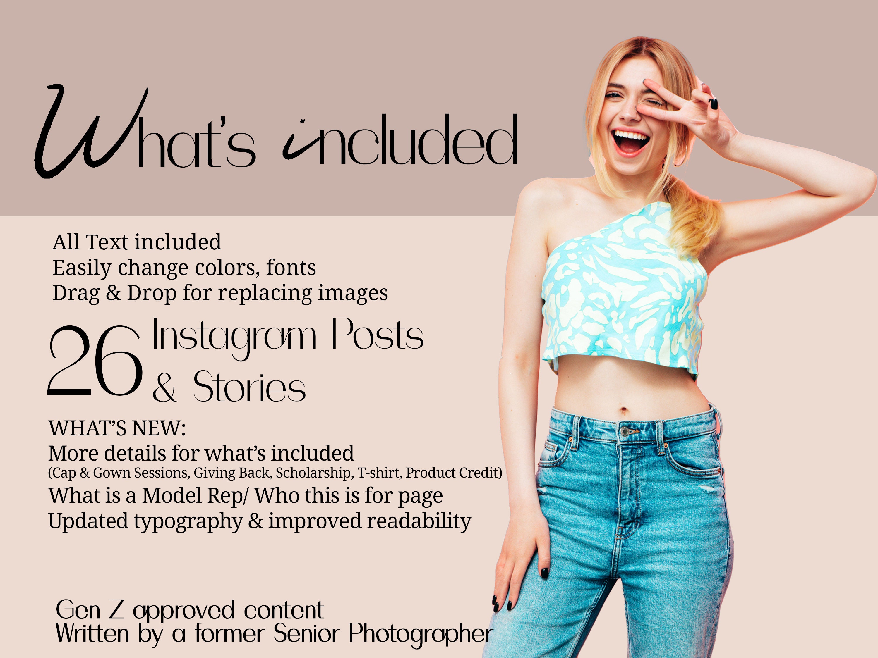 Retro Canva Senior Model Rep Team Application, Boho Instagram Carousel ...