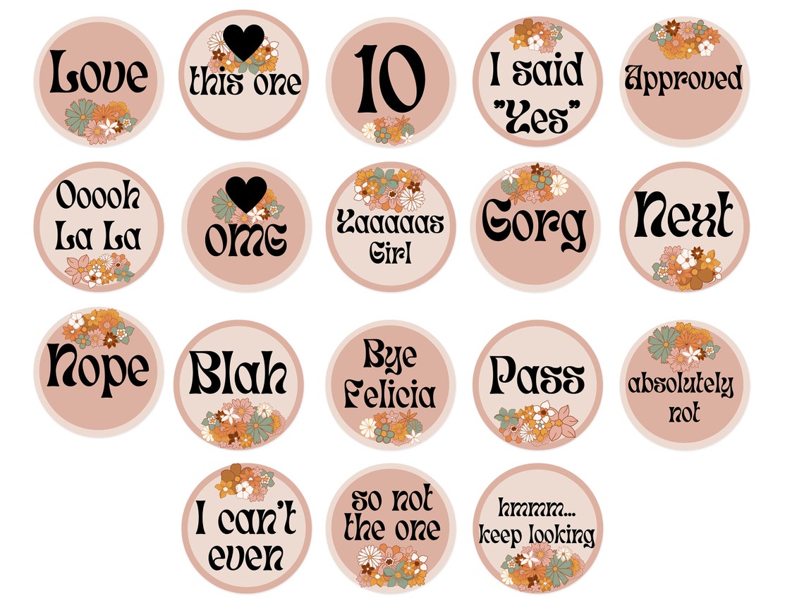Retro Flowers Wedding Dress Shopping Paddles – Printable Bridesmaid ...