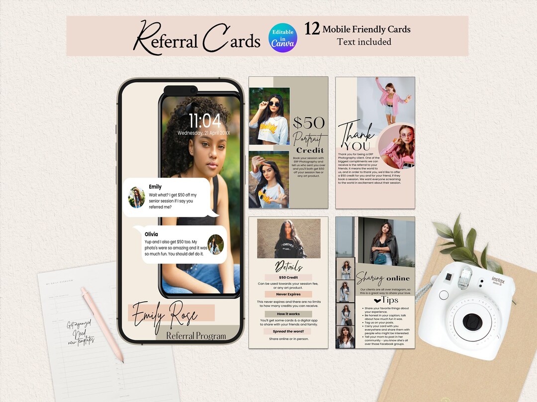 Photographer Referral Program Card: Canva Template (digital Download ...