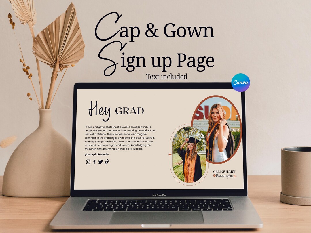 Cap & Gown Mini Session Sign up Landing Page: Canva Template for ...