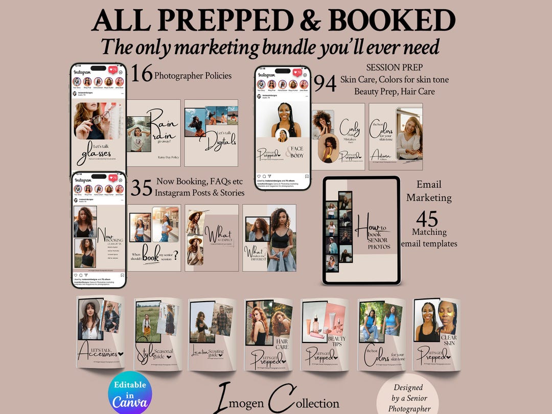 IMOGEN All Prepped & Booked Collection, Photographer Marketing Template ...