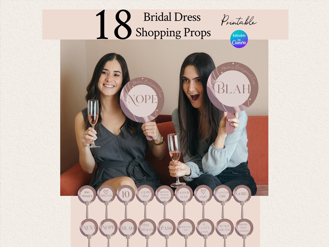 Editable Mocha Mousse Wedding Dress Shopping Voting Paddles – 18 ...