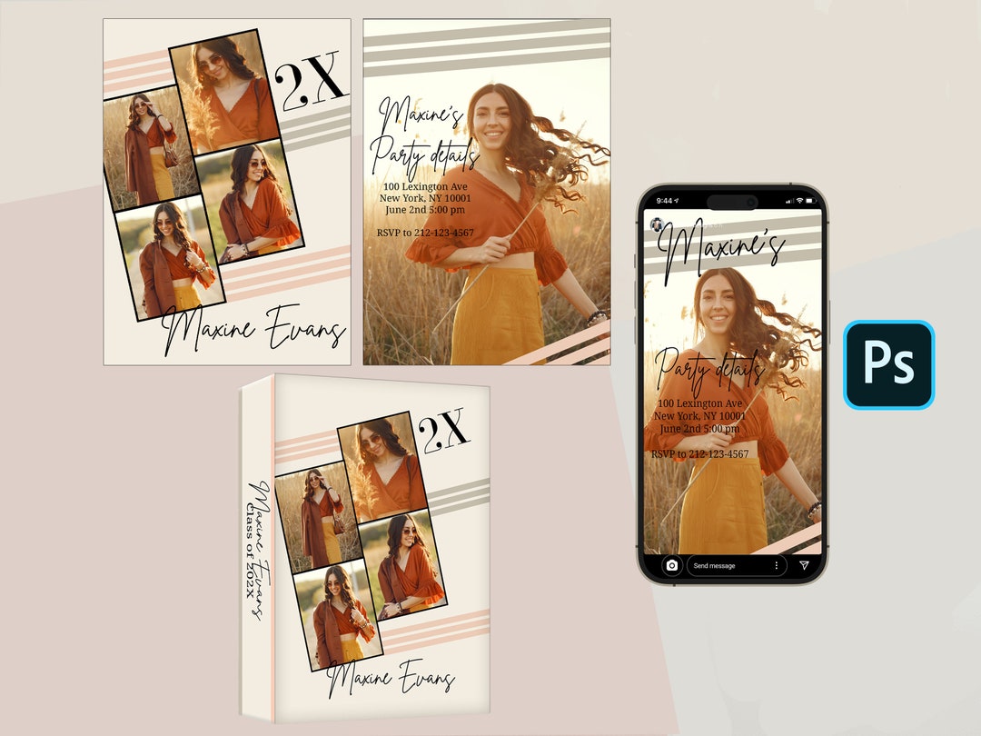 Modern Photoshop Grad Card WHCC Image Proof Box Digital - Etsy