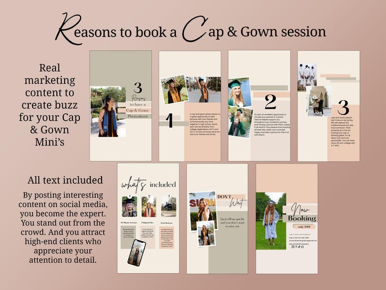 4:5 Cap & Gown Canva Mini Session Bundle, Photographer Business Tools, Senior Photographer Mini ...