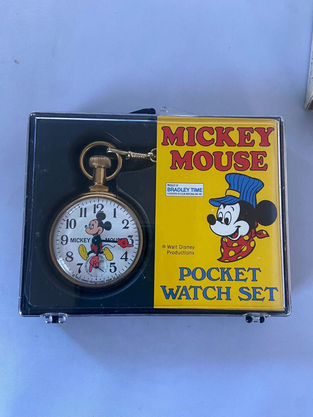 Mickey Mouse Pocket Watch Set Vintage Original Box - Etsy