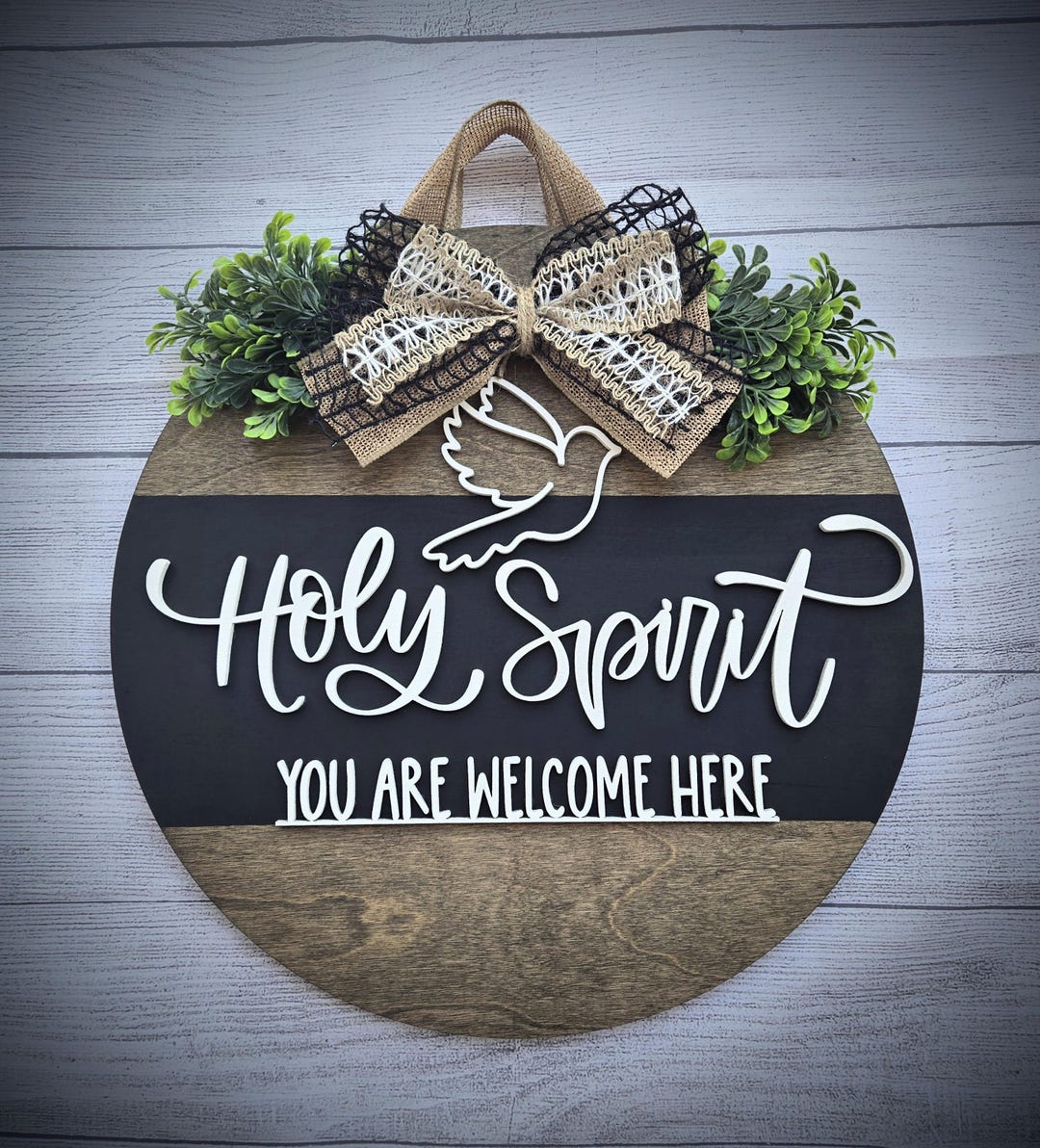 Holy Spirit You Are Welcome Here Door Hanger / Front Door Decor / Boho ...