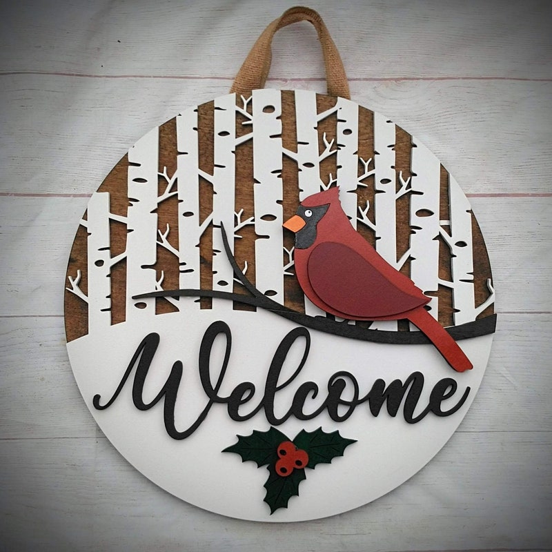 Cardinal Welcome Sign - Etsy
