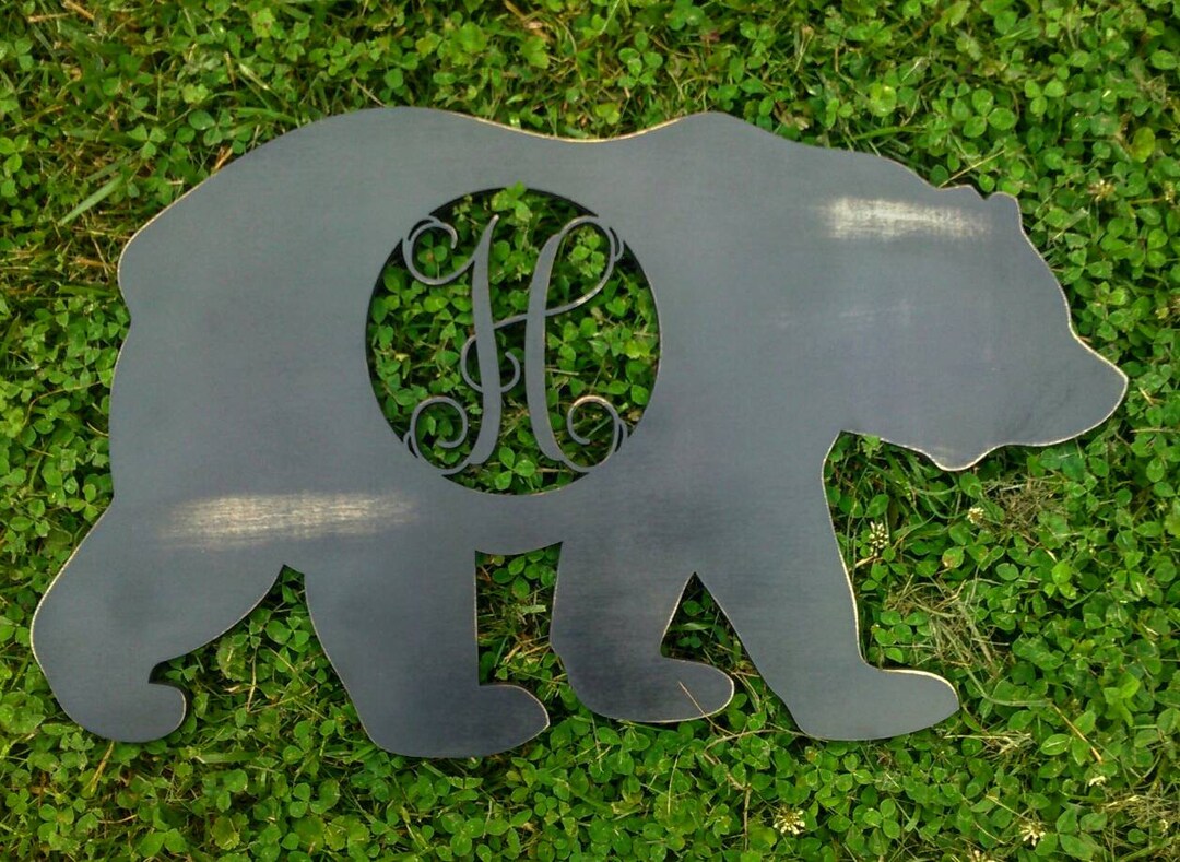 Bear Monogram/ Nursery Monogram / Bear Sign / Rustic Monogram / Hunting ...