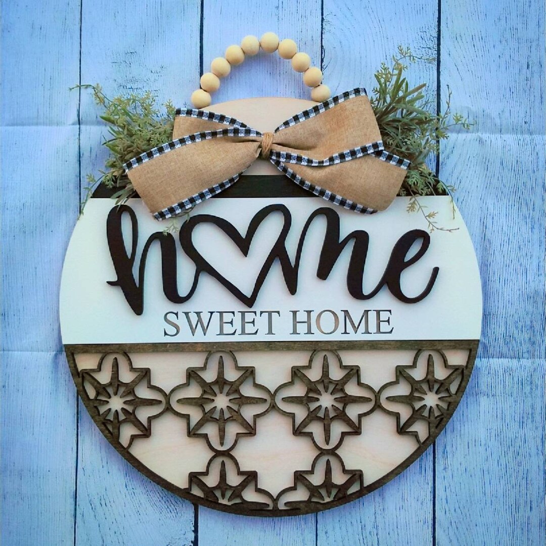 Welcome Door Hanger / Welcome Sign / Herringbone Decor / Porch Decor ...