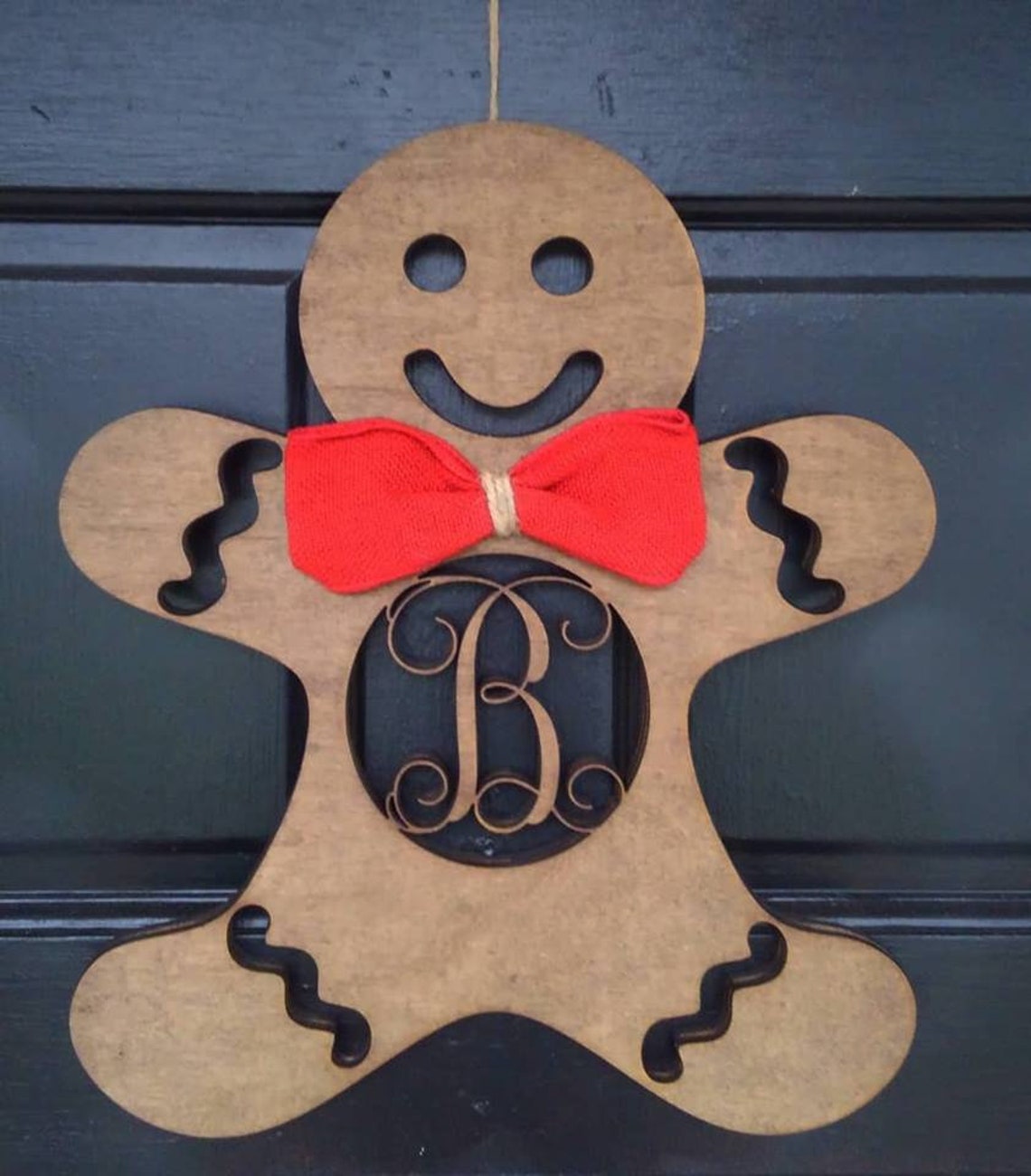 Gingerbread Man Monogram Door Hanger / Wooden Gingerbread Man | Etsy
