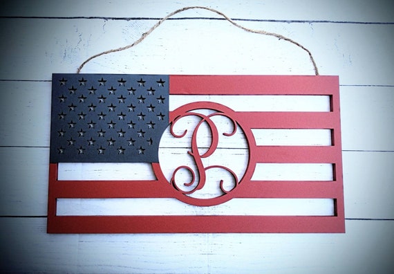American Flag Monogram / USA Monogram / Patriotic Monogram / - Etsy