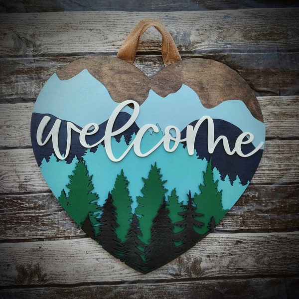 Mountain Door Hanger - Etsy