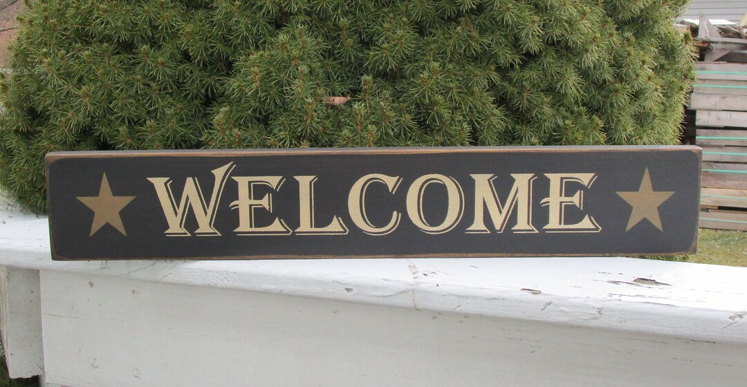 WELCOME Wood Sign With Stars/ Welcome Sign/ Porch Sign/ Entryway Sign ...