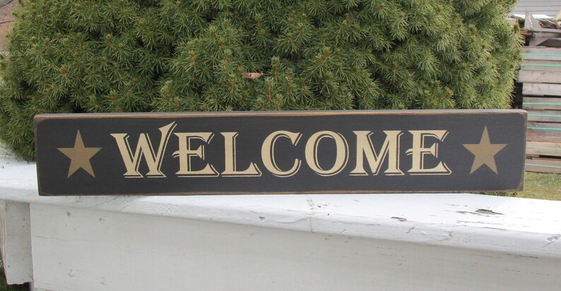 WELCOME Wood Sign With Stars/ Welcome Sign/ Porch Sign/ - Etsy
