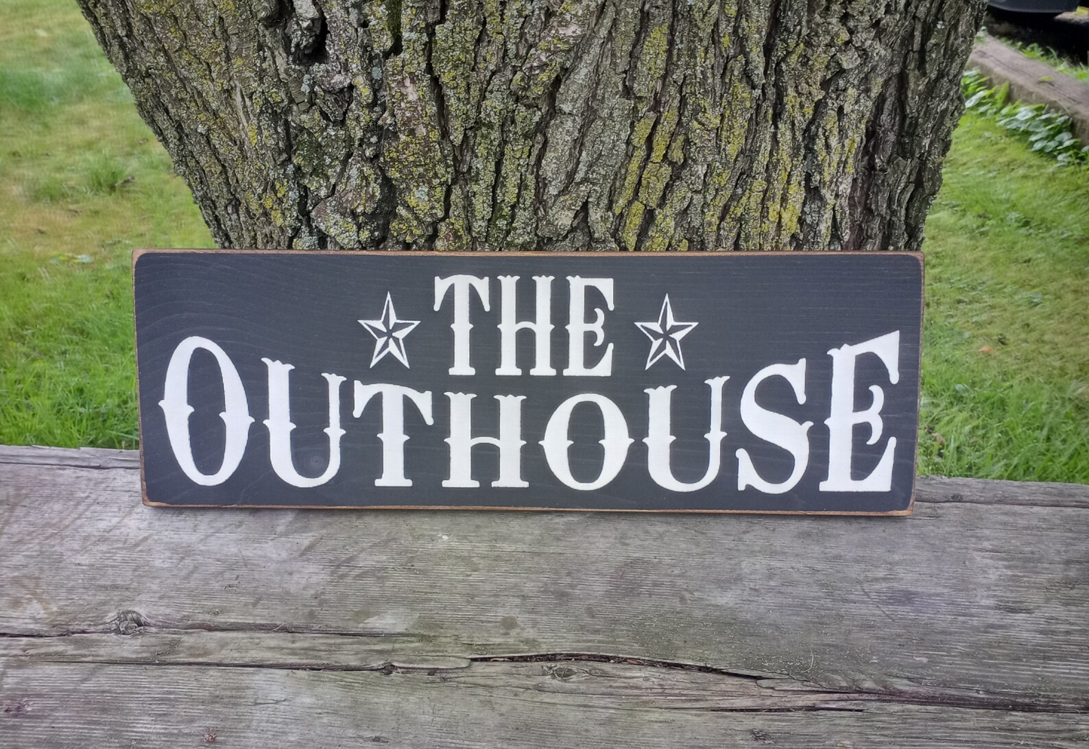THE OUTHOUSE Rustic Wood Bathroom Sign Powder Room Sign/ | Etsy