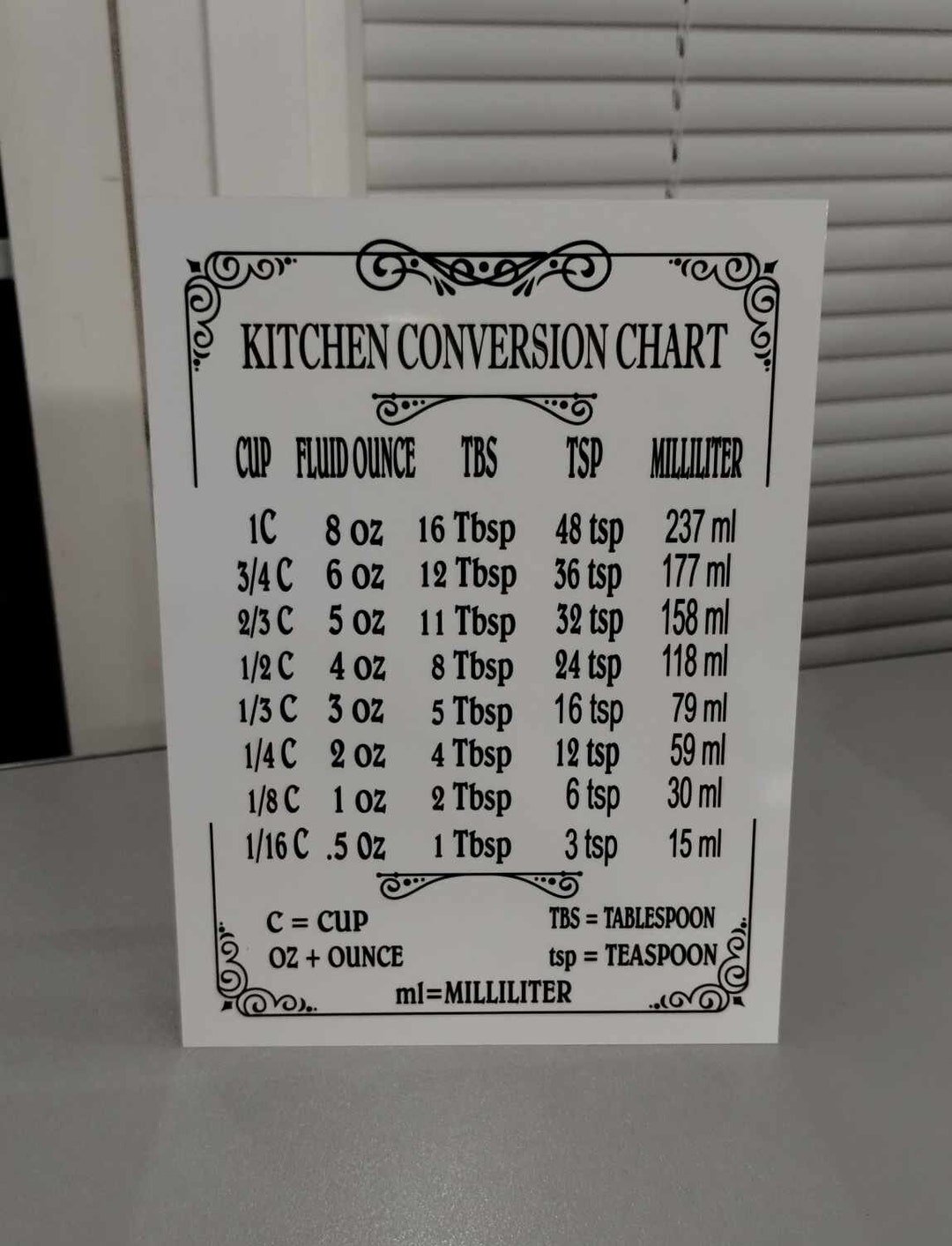 Kitchen Conversion Chart, Handy Kitchen Tool, Gifts for Cooks ...