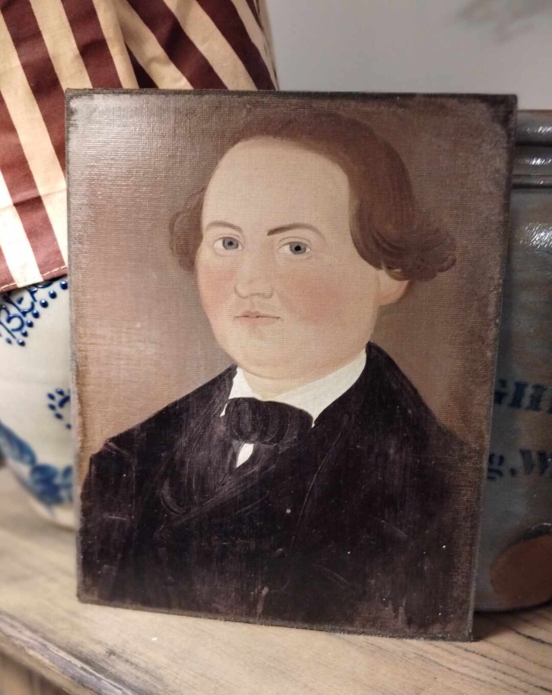 Handmade Primitive Reproduction Antique Portrait of A Man Print on ...