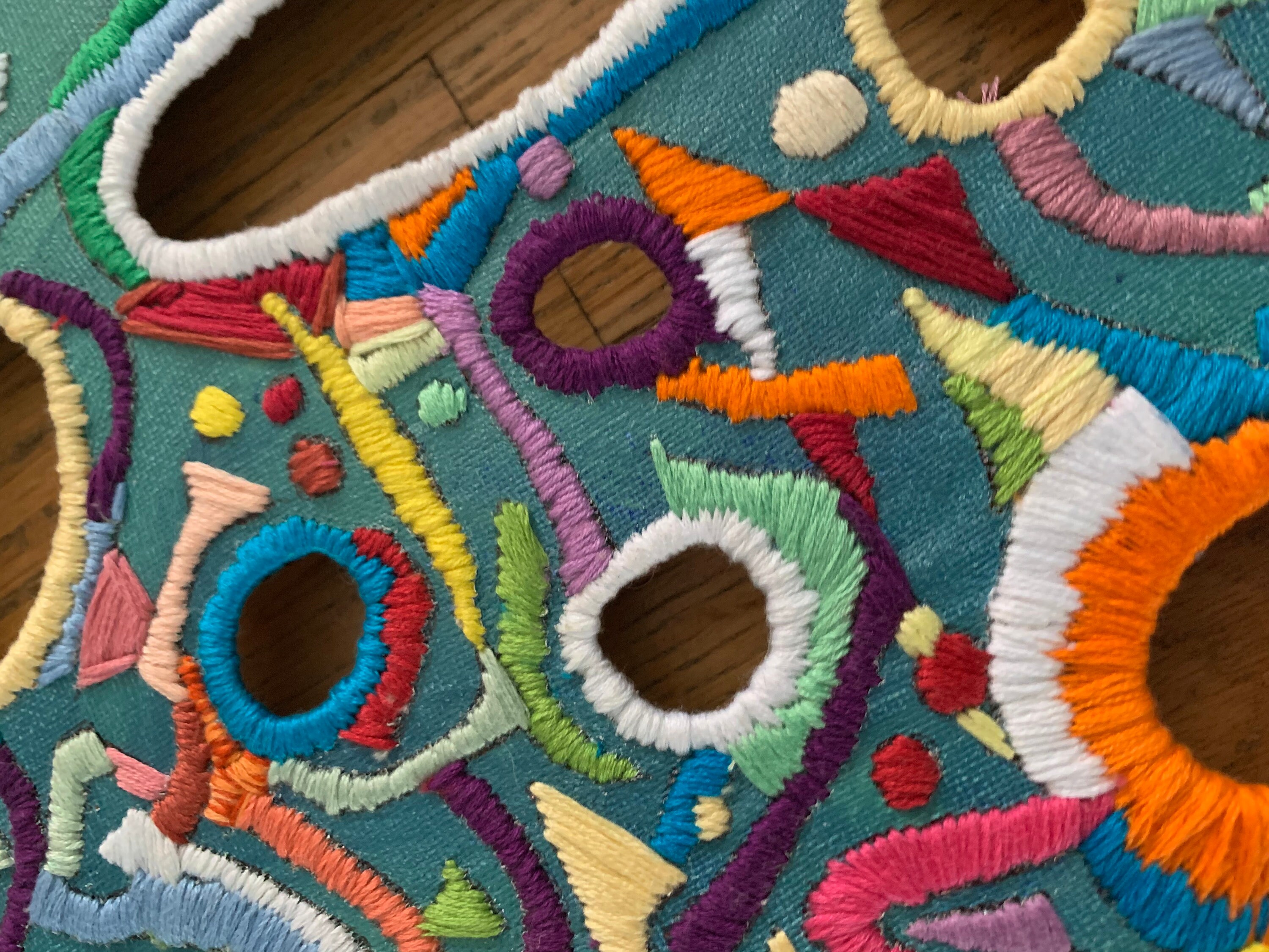 Abstract Embroidery Art on Canvas Art and Collectables, Fiber Art, Home ...